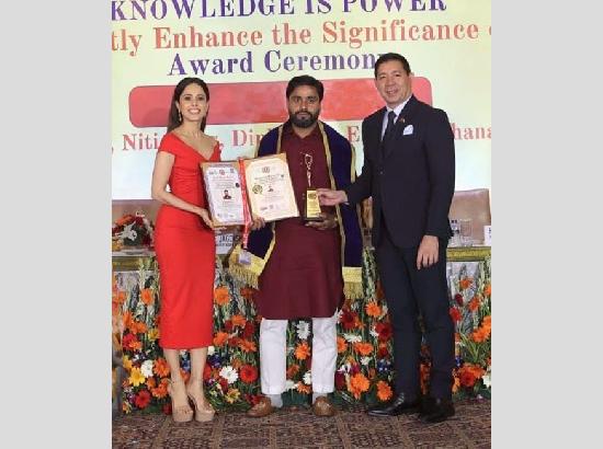 Pandit Harish Pujari honoured with Doctorate Award - Babushahi.com