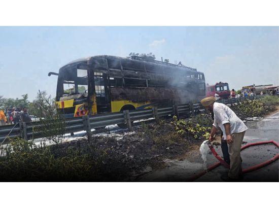 Over 100 passengers escape unhurt after bus catches fire near Khanna ...